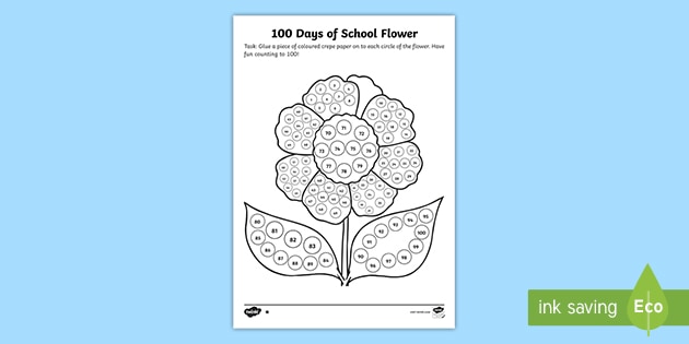 100 Days of School Flower Cut and Paste Differentiated Activity