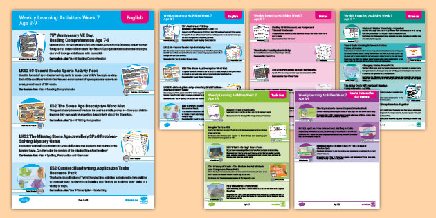 Weekly Learning Activities Week 7 (Age 8-9) (teacher made)