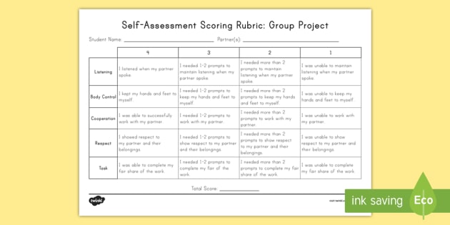 Group Work Self-Assessment Sheet - monitor, progress, Rubric, assess Group Work Self-Assessment Sheet - monitor, progress, Rubric, assess