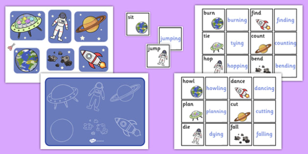 Space Themed Suffix Activity -ing