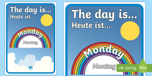 Days of the Week Rainbow Display Poster English/German