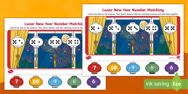 👉 Lunar New Year 6-10 Number Matching Activity