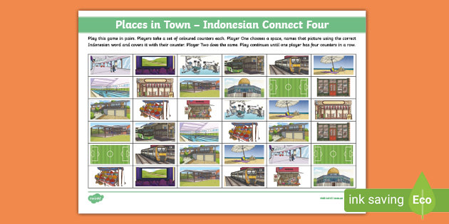 Places in Town Connect Four Indonesian (teacher made)