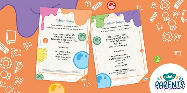 Spanish Song For Kids And Free Printables De Colores Spanish Playground