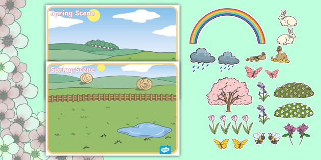 KS1 Science Spring Scene Cut and Stick Picture