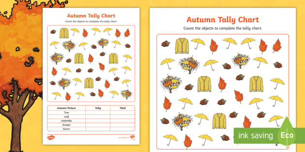 Autumn-Themed Tally and Count Worksheet (teacher made)