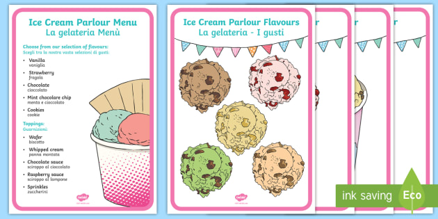 Ice Cream Parlour Display Posters English/Italian - Ice Cream Parlour ...