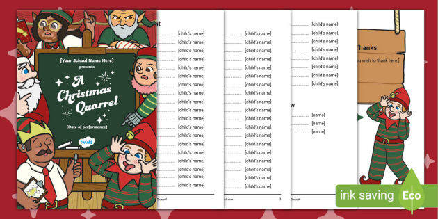KS1 A Christmas Quarrel - Editable Performance Programme