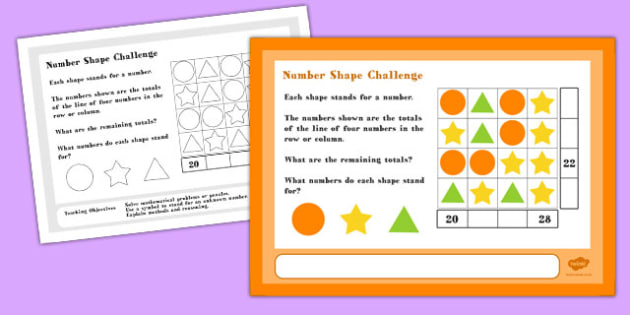 Number Shape Maths Challenge A4 Display Posters
