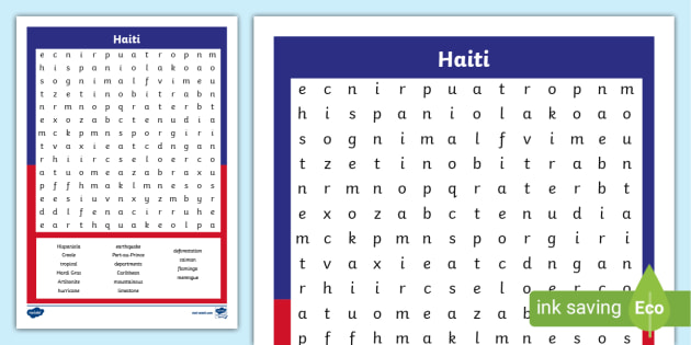 KS2 Haiti Word Search - Caribbean - Geography - Twinkl