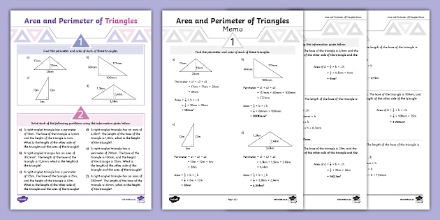 Perimeter And Area Of Triangle Calculating The Perimeter And Area Of