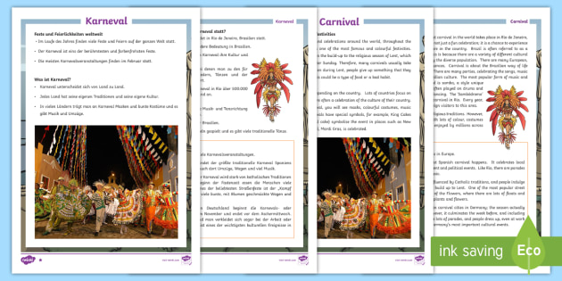 KS2 Carnival Differentiated Fact File English/German