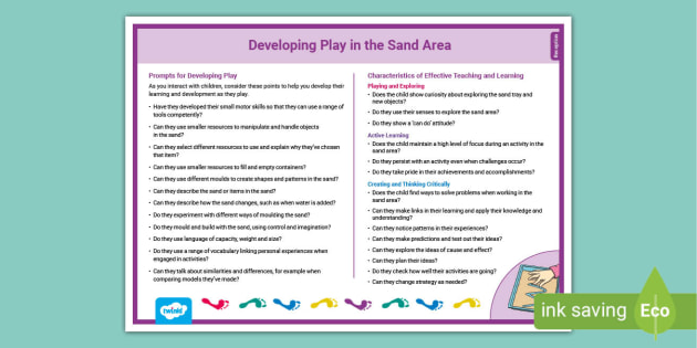 EYFS Sand Area Reception Next Steps Poster (teacher made)