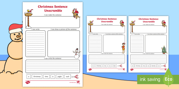 Christmas Sentence Unscramble (teacher made)