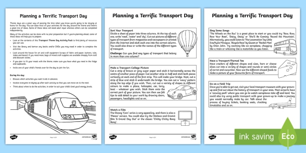 Transport Theme Day Worksheet / Worksheet