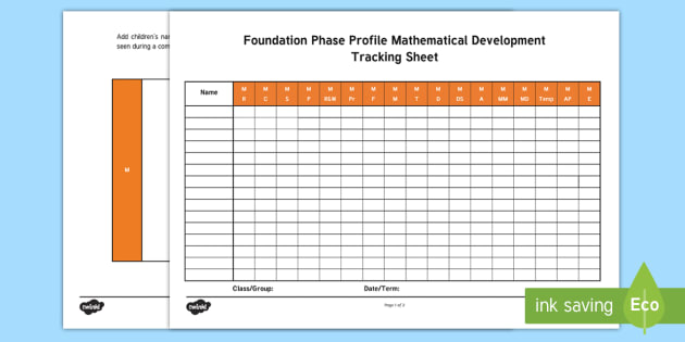 Foundation Phase Profile Mathematical Development Assessment Tracker