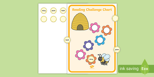 Reading Challenge Chart (Flowers & Bees) (teacher made)