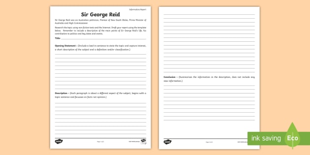 Sir George Reid Report Writing Template