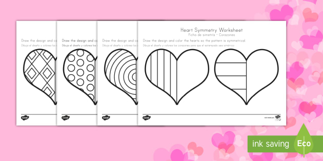 Valentine's Day Heart Symmetry Worksheet