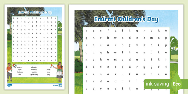 Emirati Children's Day Word Search (teacher made)