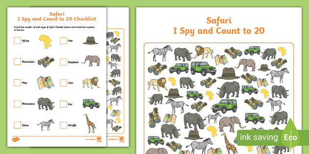 👉 Safari I Spy and Count to 20 (teacher made)