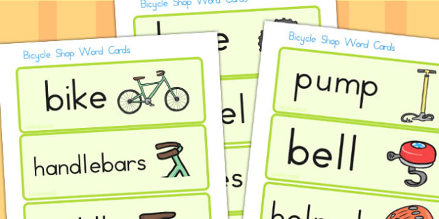 Bicycle Shop Word Cards