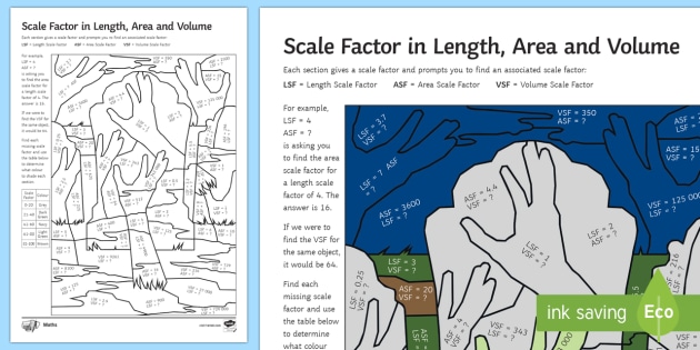 Scale Factor in Length, Area and Volume Colour by Number