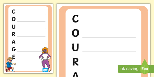 Courage Acrostic Poem Template (teacher made)