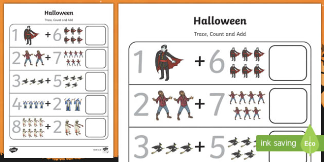 Halloween 0-10 Count and Add Worksheet / Worksheet, worksheet