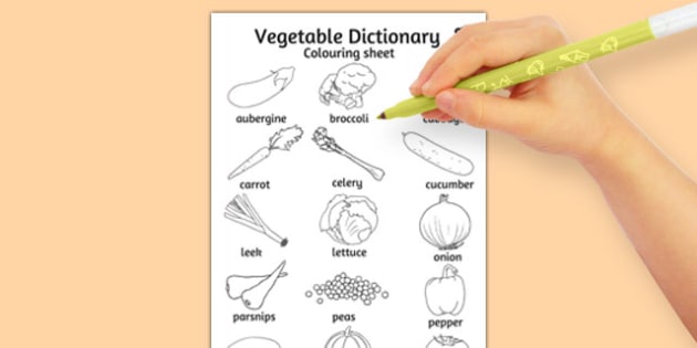 Vegetable Dictionary Colouring Sheet - vegetable, colouring sheet