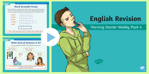 SATs: Year 6 English Revision Morning Starter Weekly PowerPoint Pack 4