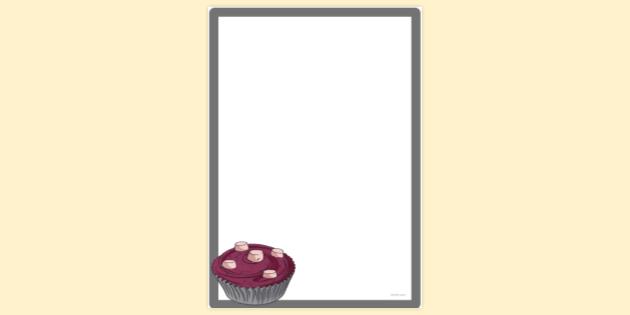 FREE! - Simple Blank Cupcake with Marshmallows Page Border | Page Borders