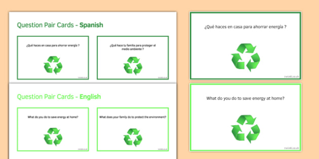 General Conversation Global Issues Question Pair Cards Spanish