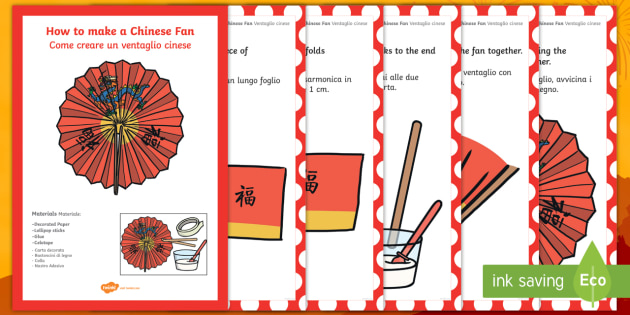 How to Make a Chinese Fan Craft Activity English/Italian