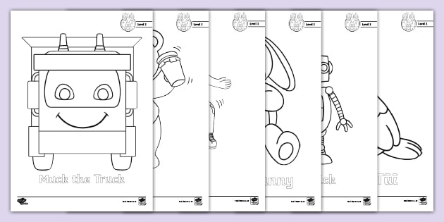 Phonics: Level 1: Character Colouring Pages