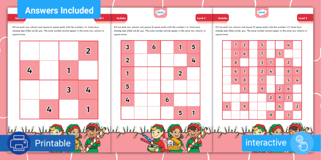Christmas Sudoku – All Levels – Twinkl Puzzled
