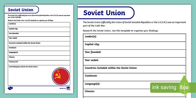 The Soviet Union Research Activity (teacher made)