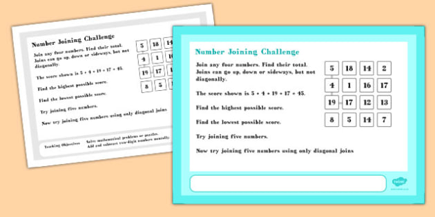 Number Joining Maths Challenge A4 Display Posters - challenge