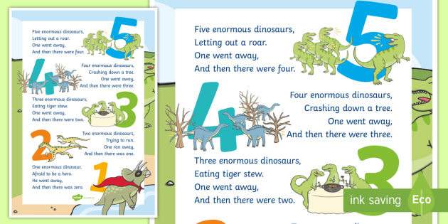 Dinosaurs Mathematics Counting A2 Display Poster