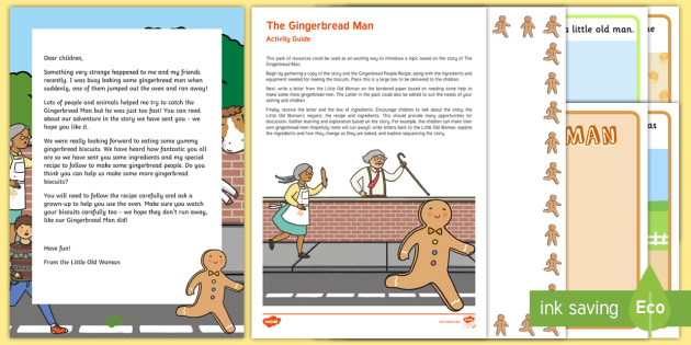 Editable Gingerbread Man Baking Topic Hook Letter and Resource Pack