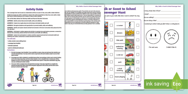 Bike Walk or Scoot to School Scavenger Hunt (teacher made)