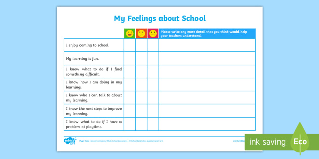Pupil Voice KS1 School Satisfaction Questionnaire Form
