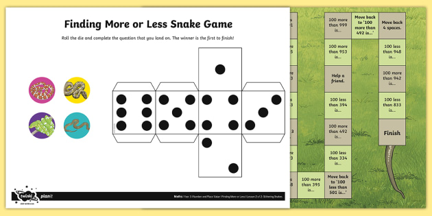 More or Less Maths Game: 3-Digit Number Snake Board Game