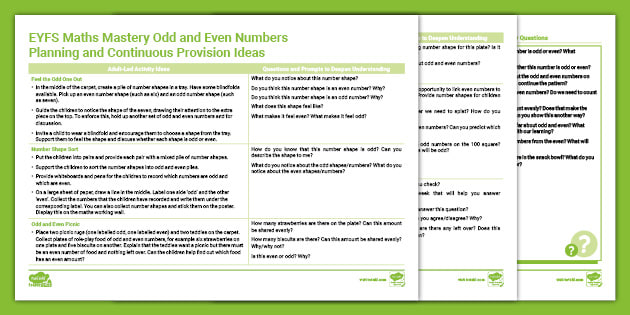 👉 EYFS Maths Mastery Odd and Even Numbers Planning and Continuous Provision