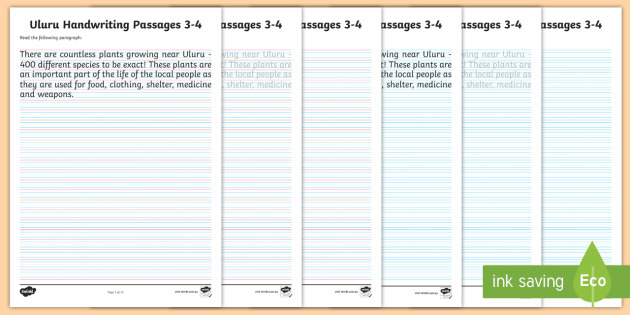 Uluru Handwriting Activity | Years 3 and 4 | Twinkl