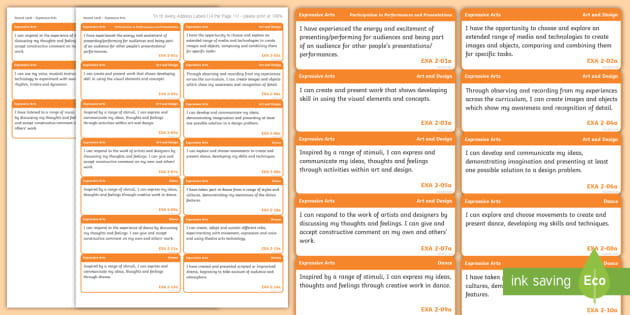 CfE Second Level Expressive Arts Experiences and Outcomes Stickers