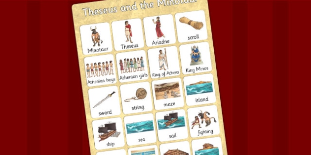 Theseus and the Minotaur Vocabulary Mat