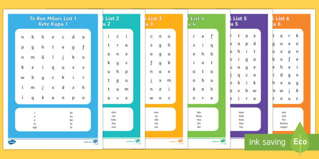 Te Reo Maori Spelling Lists Word Search (teacher made)