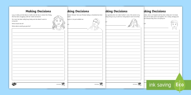 Making Decisions Writing Worksheet