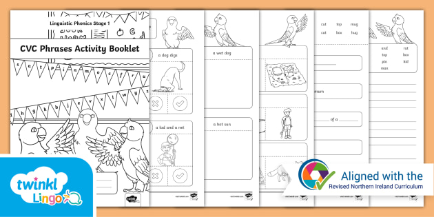 Linguistic Phonics Stage 1 CVC Phrases Activity Booklet
